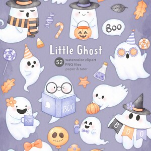 Halloween Little Ghost Watercolor Clipart, Cute Halloween Boo PNG - Etsy