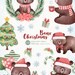 Watercolor Christmas Bear Clipart, Cute Xmas Woodland Animals PNG - Etsy