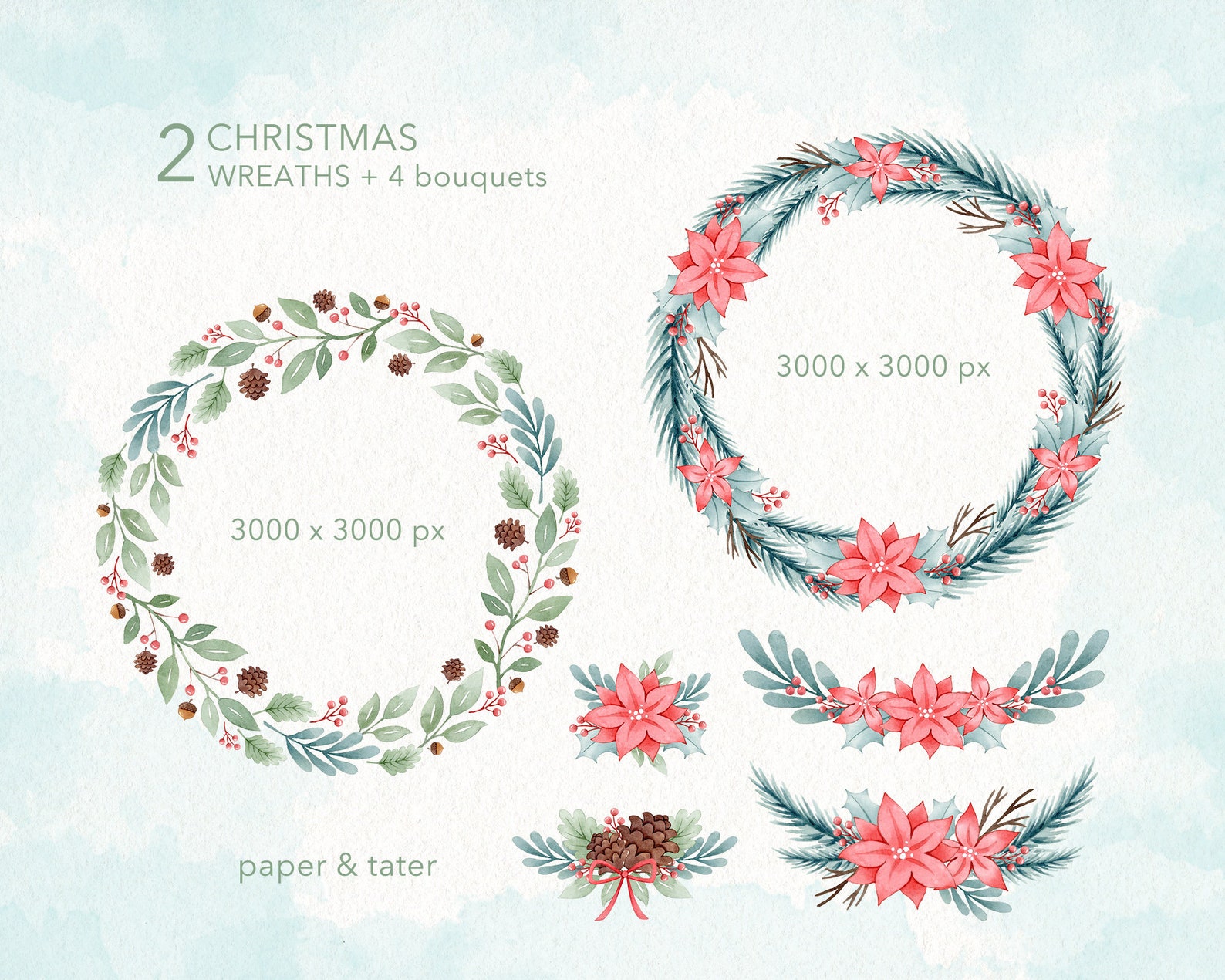 Woodland Christmas Watercolor Clipart Cute Xmas Animals PNG - Etsy