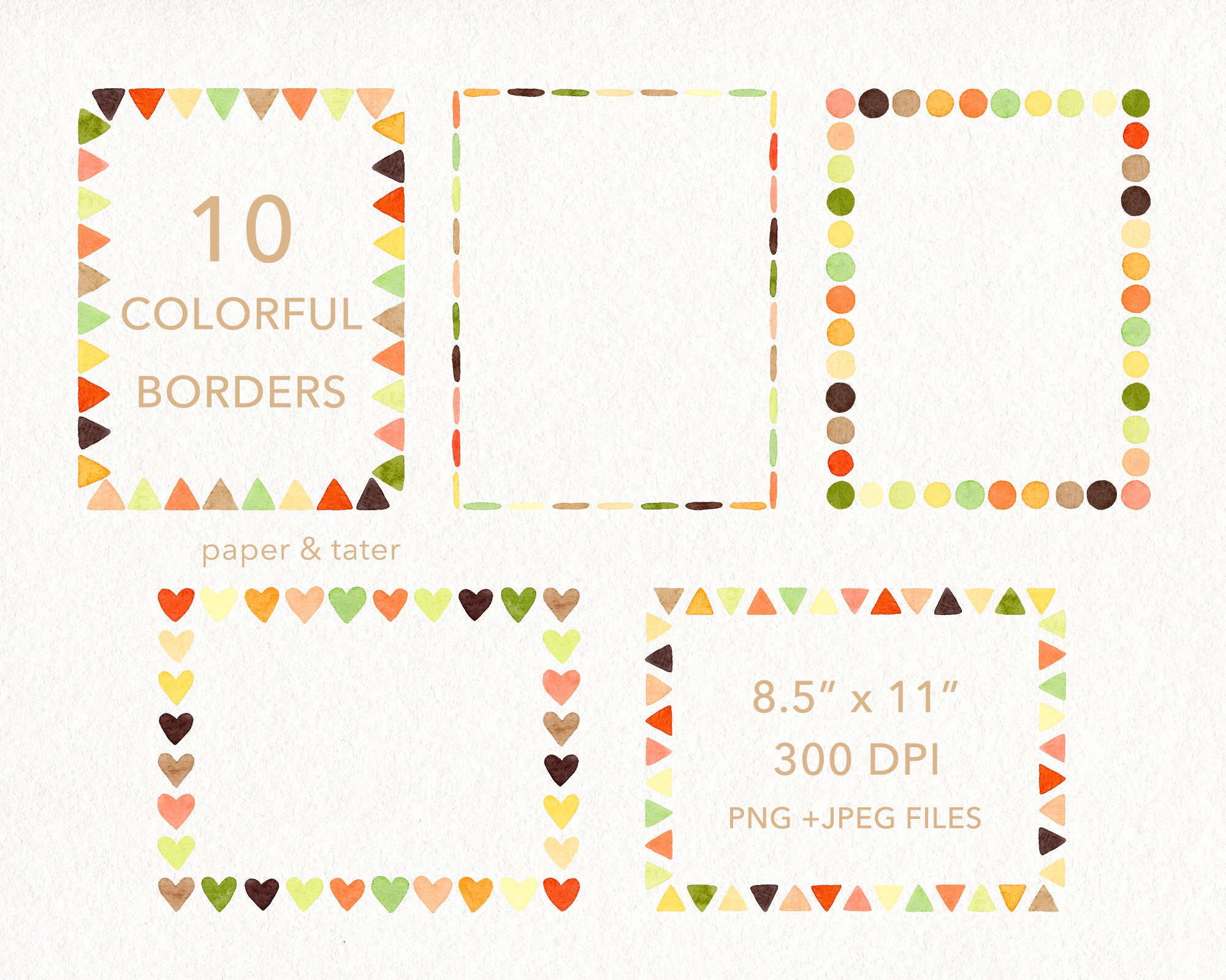 Watercolor Thanksgiving Borders Clipart Colorful Fall Rainbow - Etsy