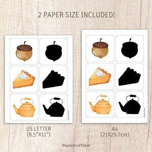 Fall Shadow Matching Cards, Autumn Matching Game, Fall Preschool ...