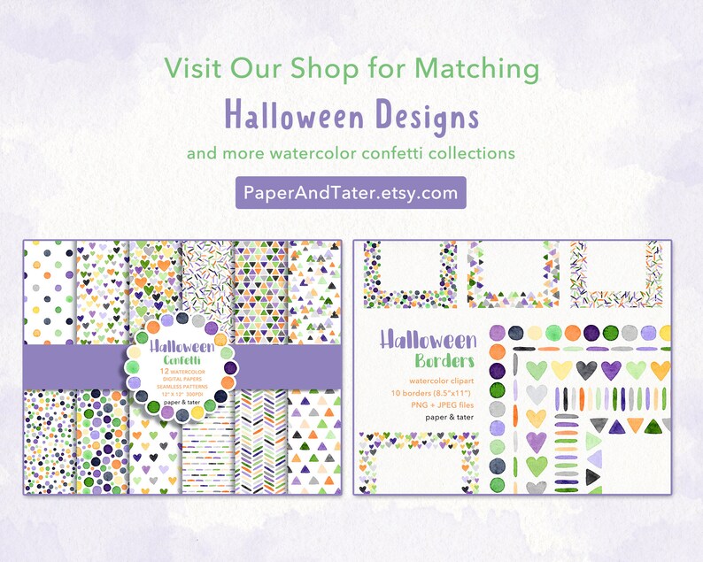 Watercolor Halloween Borders Clipart Graphics Spooky Colorful | Etsy