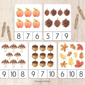 Fall Count and Clip Cards 1-10, Autumn Counting Cards, Educational ...