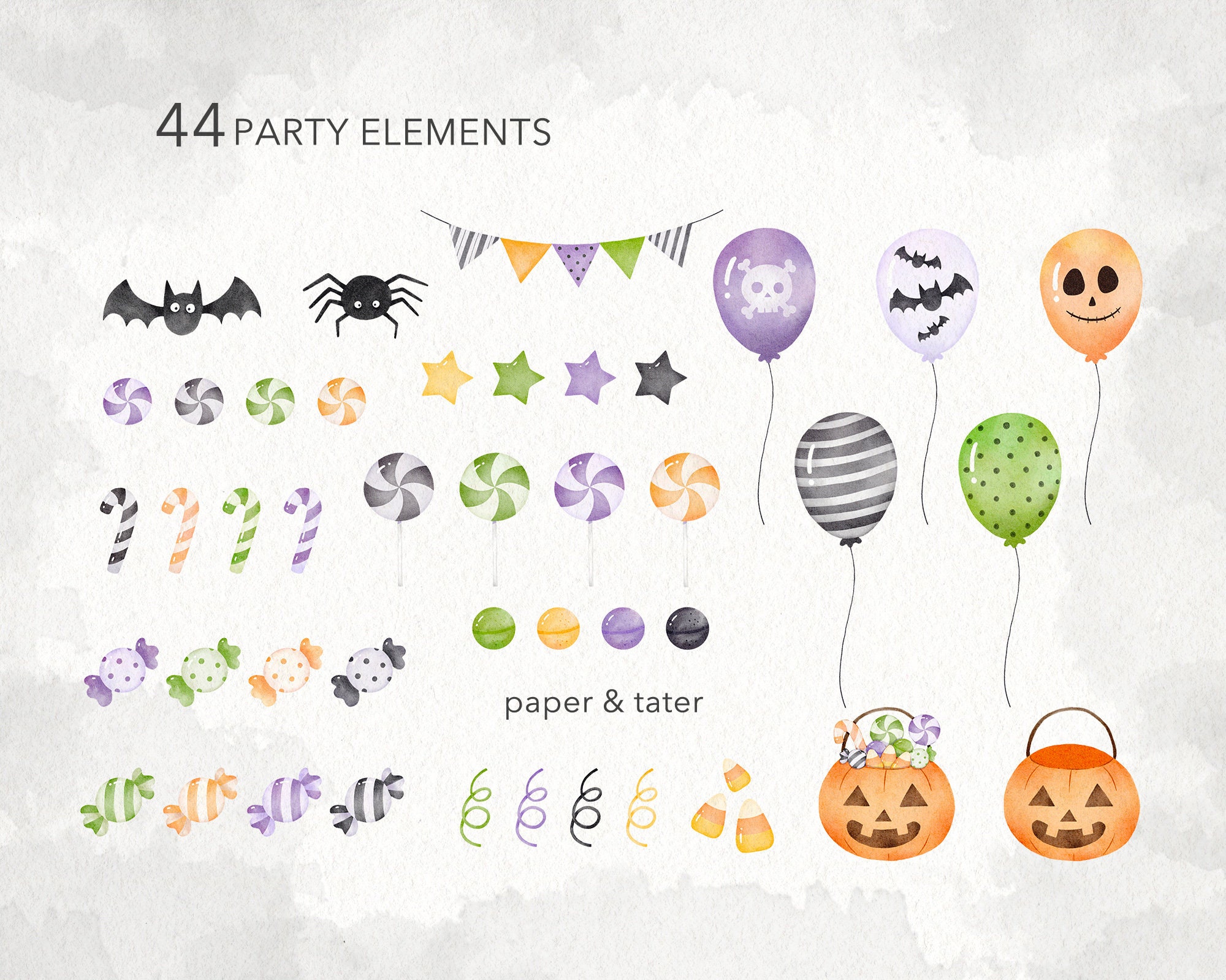 Trick or Treat Halloween Clipart Watercolor Halloween Costume - Etsy