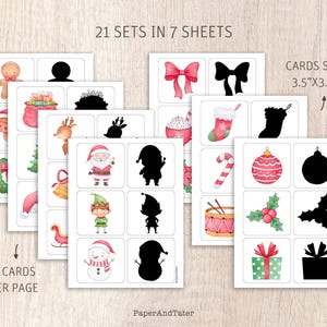 Christmas Shadow Matching Cards, Holiday Matching Game, Xmas Preschool ...