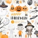 Watercolor Spooky Halloween Clipart, Jack O Lantern, Black Cat, Bat ...