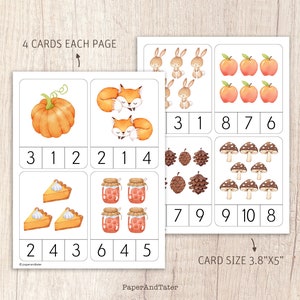 Fall Count and Clip Cards 1-10, Autumn Counting Cards, Educational ...