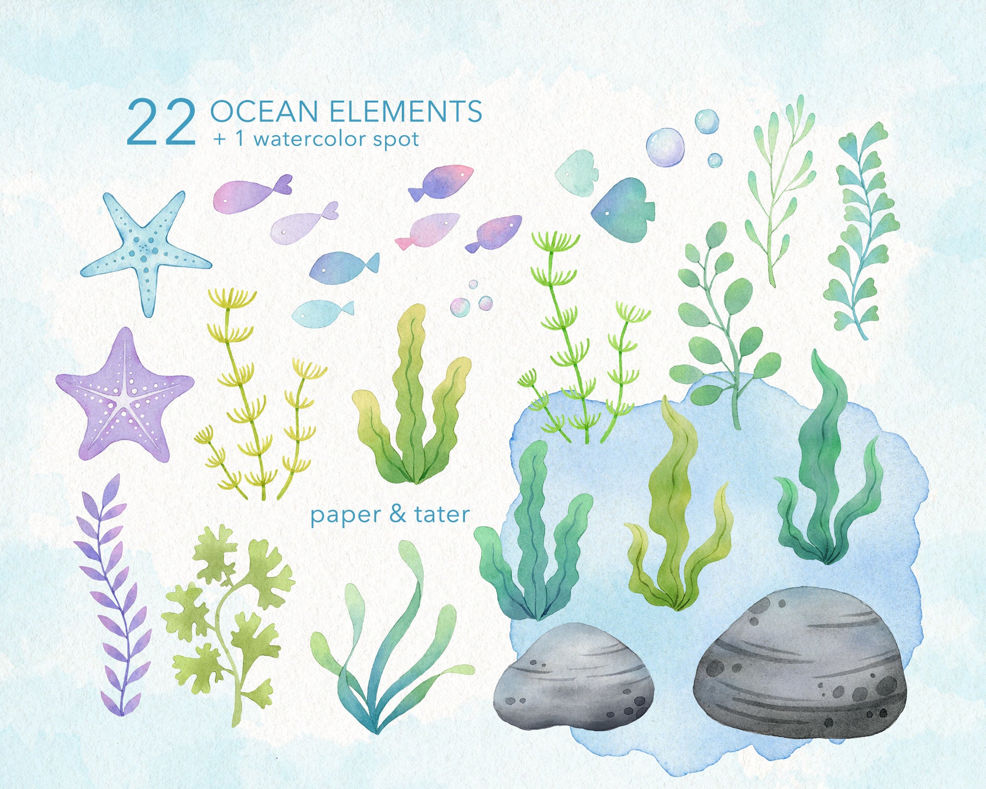 Whales and Sharks Watercolor Clipart Cute Ocean Animals PNG - Etsy