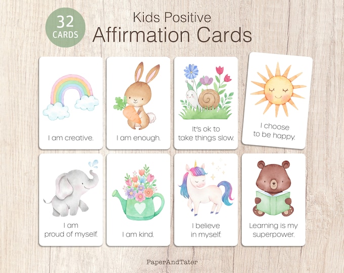16 Colorful Positive Affirmation Cards for Children Self-esteem ...