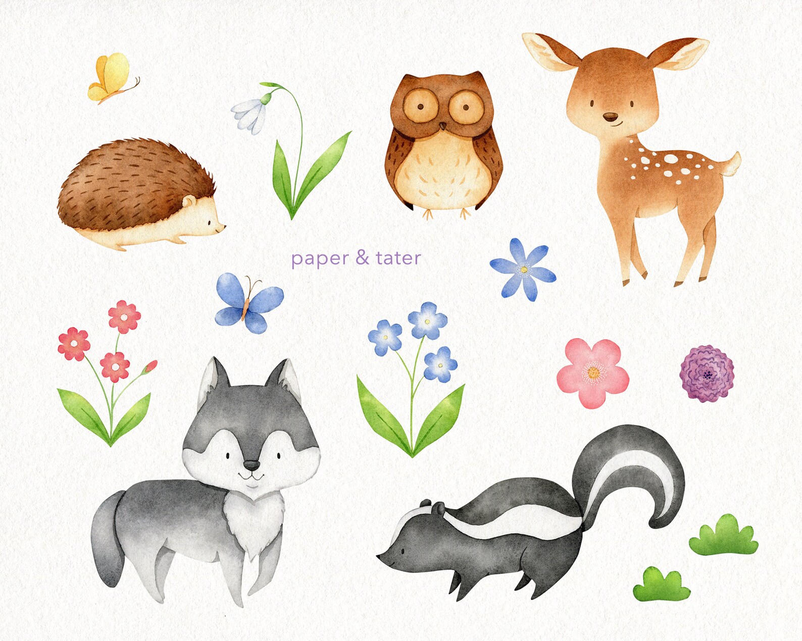 Watercolor Woodland Animals 2 Clipart Graphics Forest Baby - Etsy