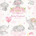 Watercolor Pink Baby Elephant Clipart Graphics Cute Baby Girl - Etsy