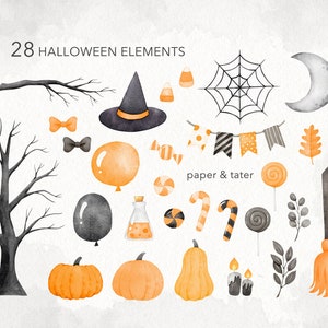 Happy Halloween Watercolor Clipart, Cute Halloween Monsters PNG - Etsy