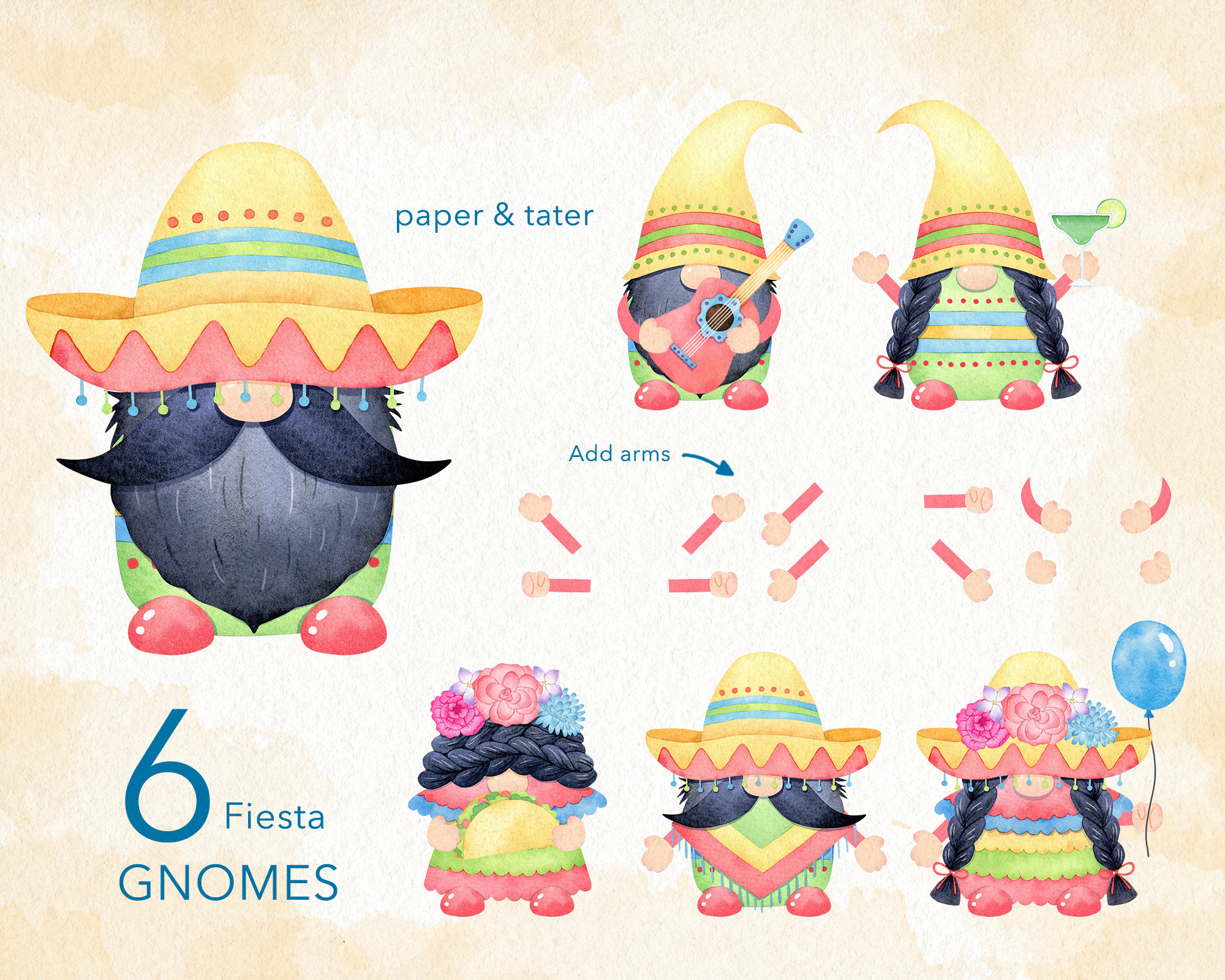 Cinco De Mayo Fiesta Gnomes Clipart Mexican Gnomes Cute Folk - Etsy