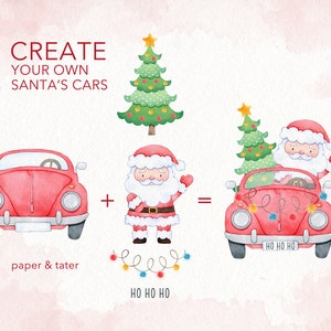 Santa's Cars Watercolor Clipart, Front View Christmas Vehicles PNG - Etsy