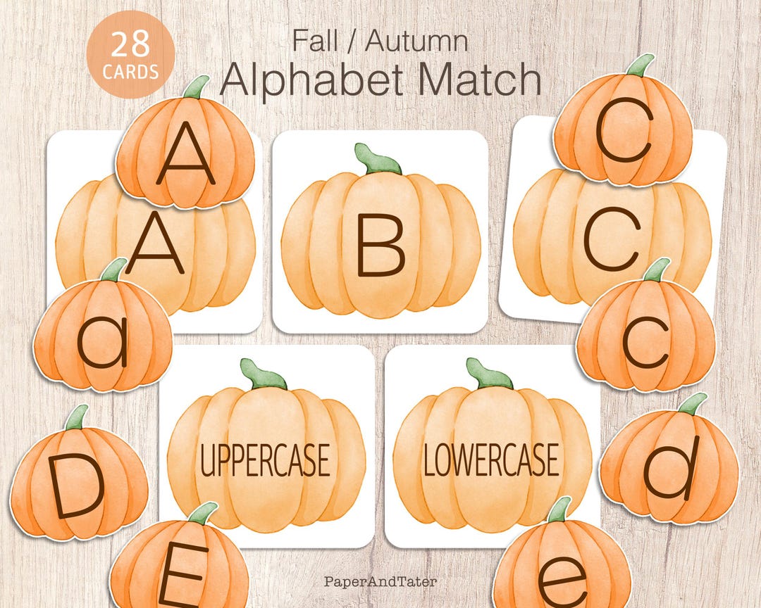 FAREWELL SALE - Fall Alphabet Match Game for Kids | Pumpkin Letter ...