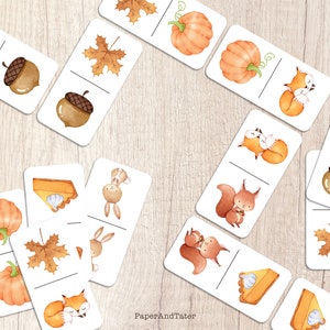 Fall Picture Dominoes Game for Kids | Printable Autumn Matching ...