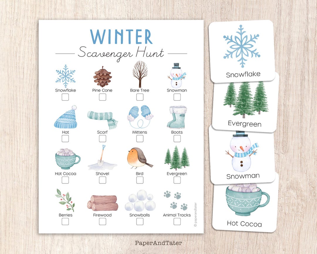 Winter Scavenger Hunt for Kids - Printable Indoor & Outdoor Winter ...