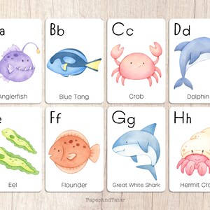 Ocean Alphabet Cards, Sea Animal ABC Cards, Educational Preschool ...