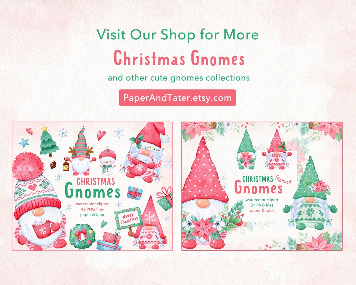 Watercolor Christmas Gnomes Clipart Nordic Gnomes Cute Xmas | Etsy