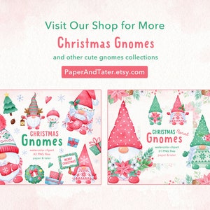 Watercolor Christmas Gnomes Clipart, Nordic Gnomes, Cute Xmas Gnome ...