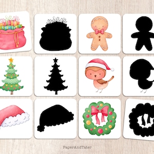 Christmas Shadow Matching Cards, Holiday Matching Game, Xmas Preschool ...