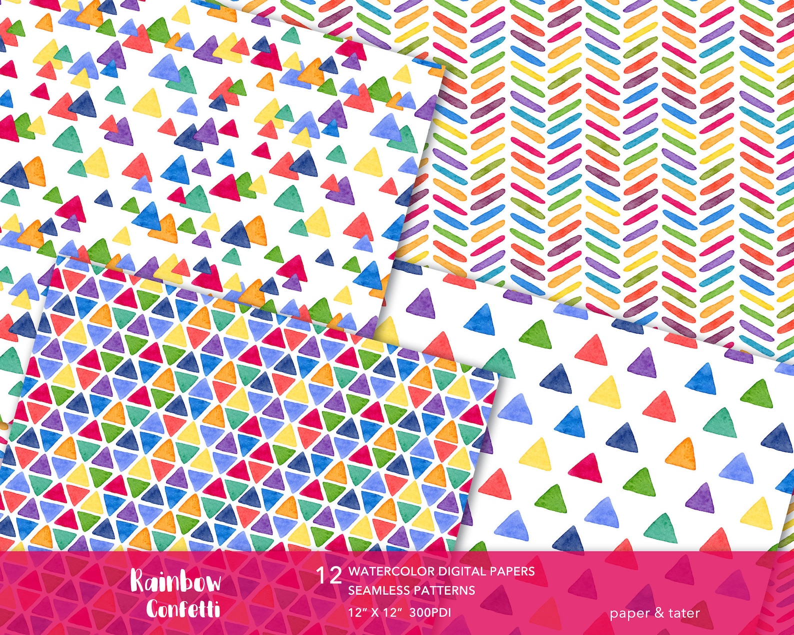 Watercolor Rainbow Confetti Digital Papers Fabric Seamless - Etsy