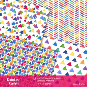 Watercolor Rainbow Confetti Digital Papers, Fabric Seamless Pattern ...