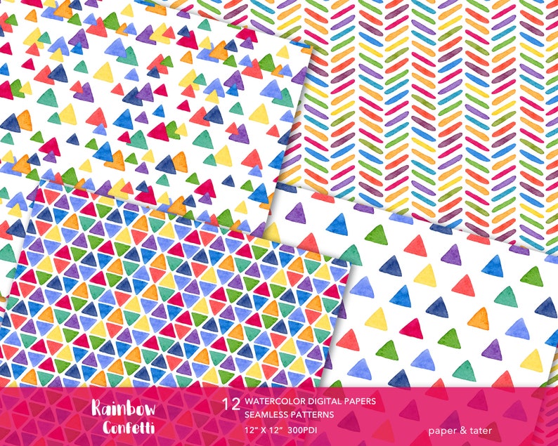 Watercolor Rainbow Confetti Digital Papers Fabric Seamless - Etsy