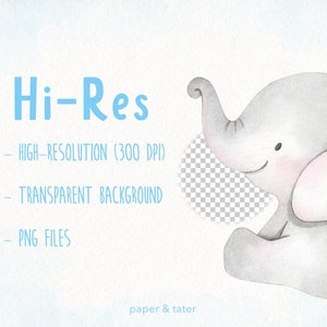 Watercolor Blue Baby Elephant Clipart Graphics, Cute Baby Boy Nursery ...