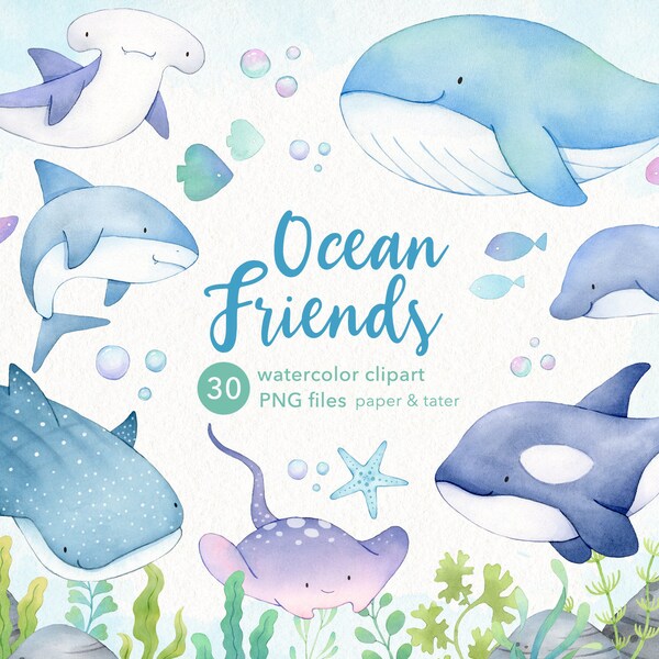 Blue Whale Clipart - Etsy