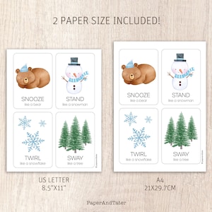 Winter Movement Cards for Kids, Winter Action Cards, Preschool Gross ...