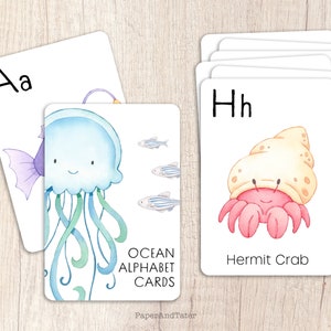 Ocean Alphabet Cards, Sea Animal ABC Cards, Educational Preschool ...