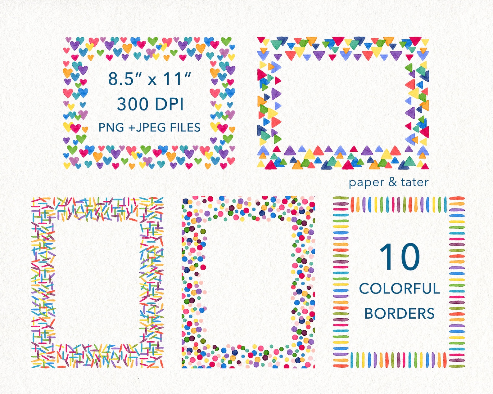 Watercolor Rainbow Borders Clipart Graphics, Colorful Rainbow Frame ...