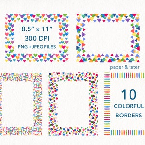 Watercolor Rainbow Borders Clipart Graphics, Colorful Rainbow Frame ...
