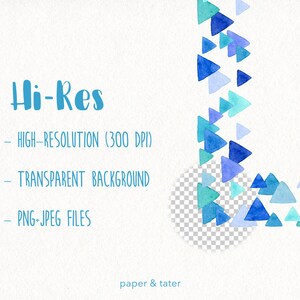 Watercolor Blue Borders Clipart Heart Triangle Circle Overlay | Etsy