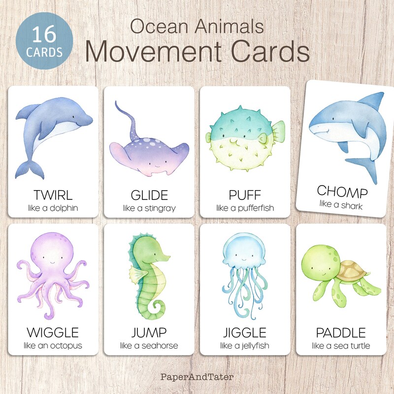 Animal Action Cards - Etsy