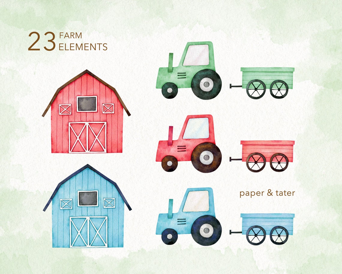 Watercolor Cute Farm Animals Clipart Graphics Farmhouse Barn - Etsy ...