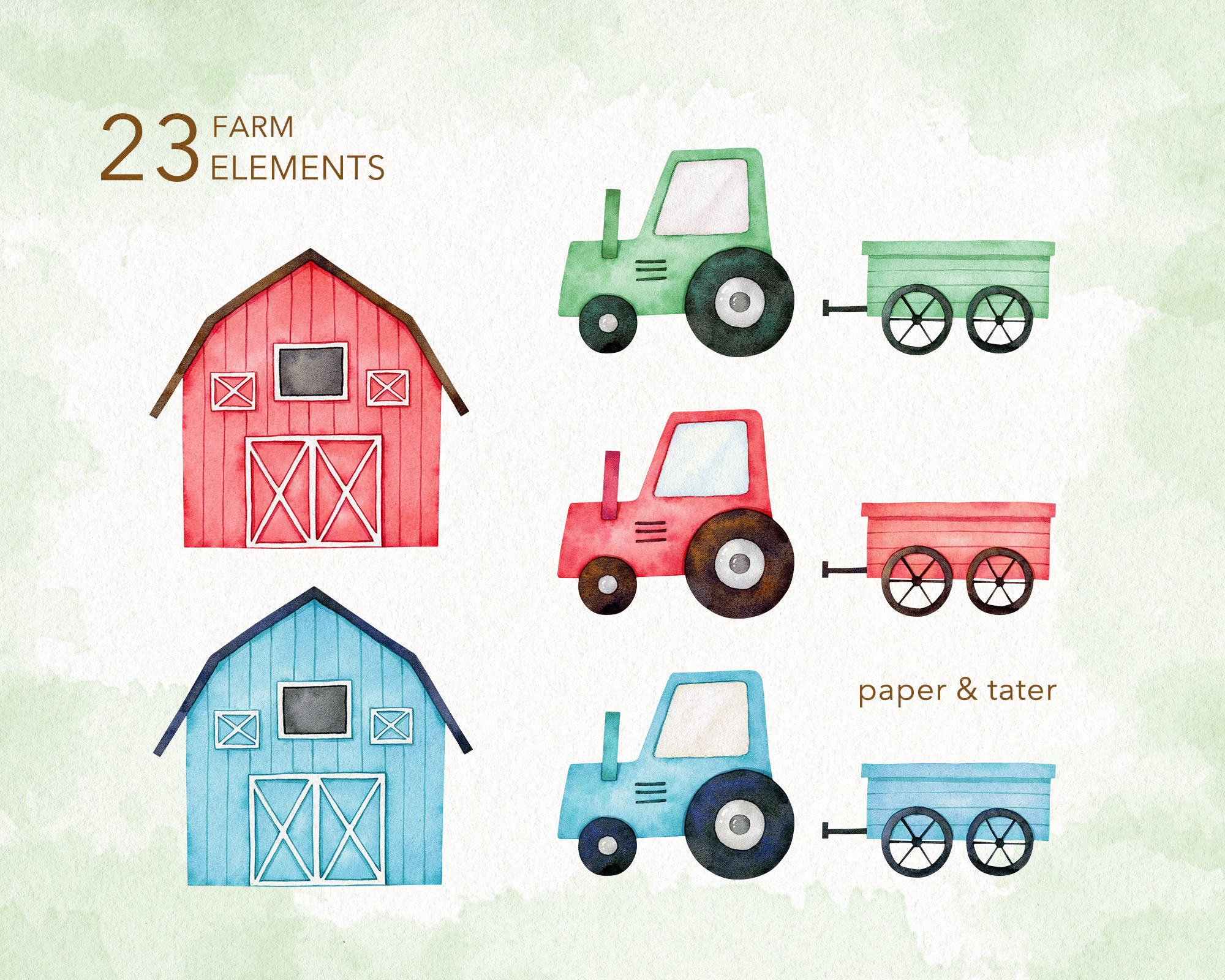 Watercolor Cute Farm Animals Clipart Graphics Farmhouse Barn | Etsy