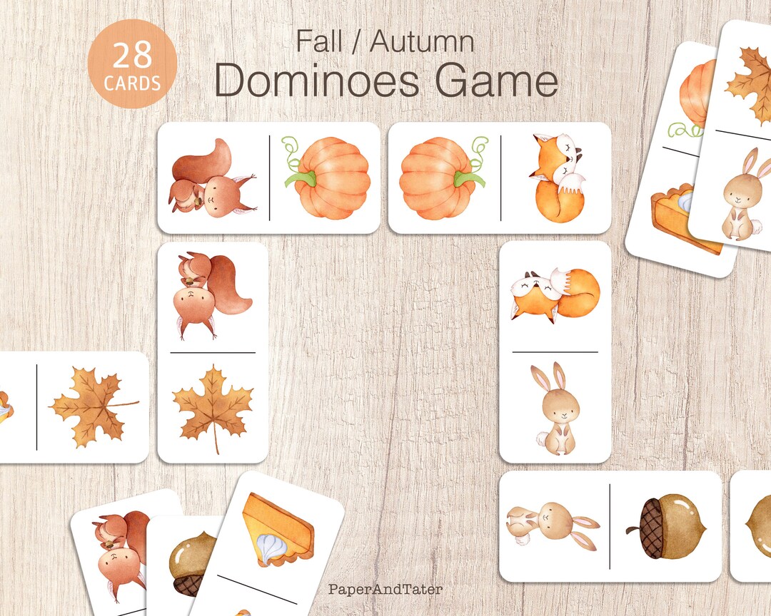 Fall Picture Dominoes Game for Kids | Printable Autumn Matching ...