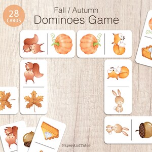 Fall Picture Dominoes Game for Kids | Printable Autumn Matching ...