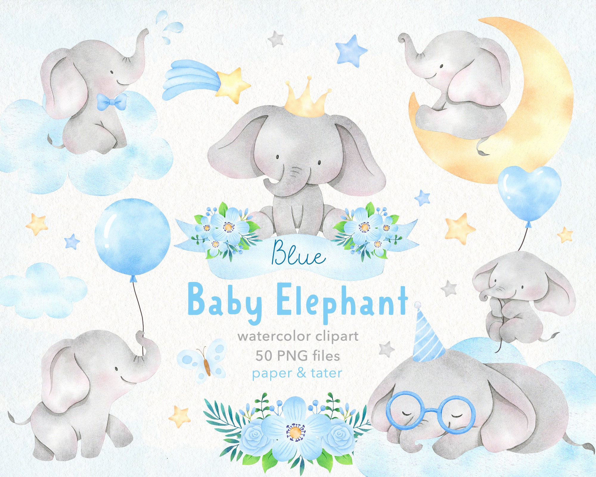 Blue Baby Elephant Clipart