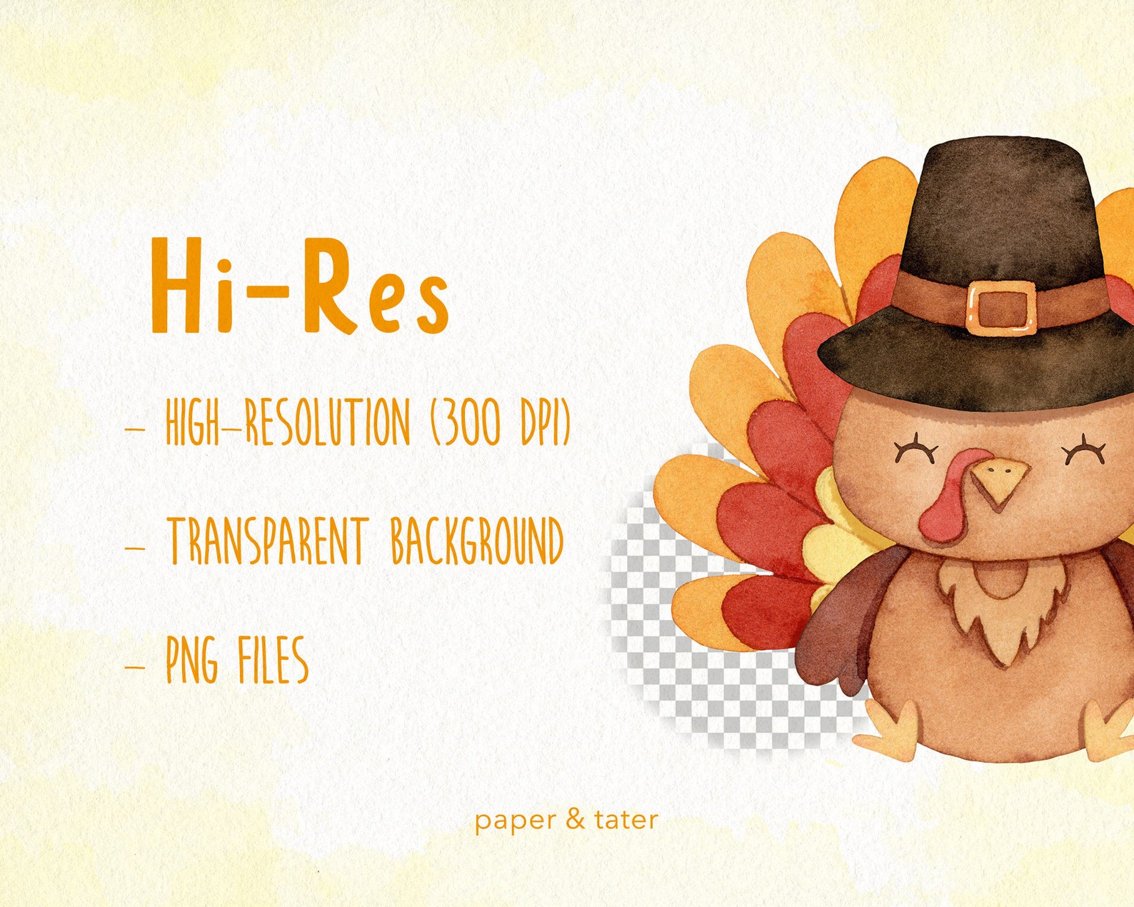 Watercolor Thanksgiving Clipart, Holiday Turkey PNG, Cornucopia ...