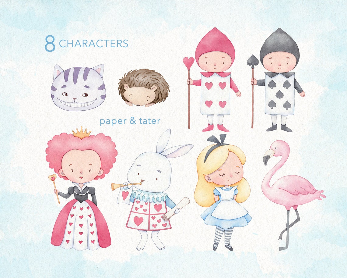 Alice in Wonderland Watercolor Clipart Queens Croquet Ground - Etsy