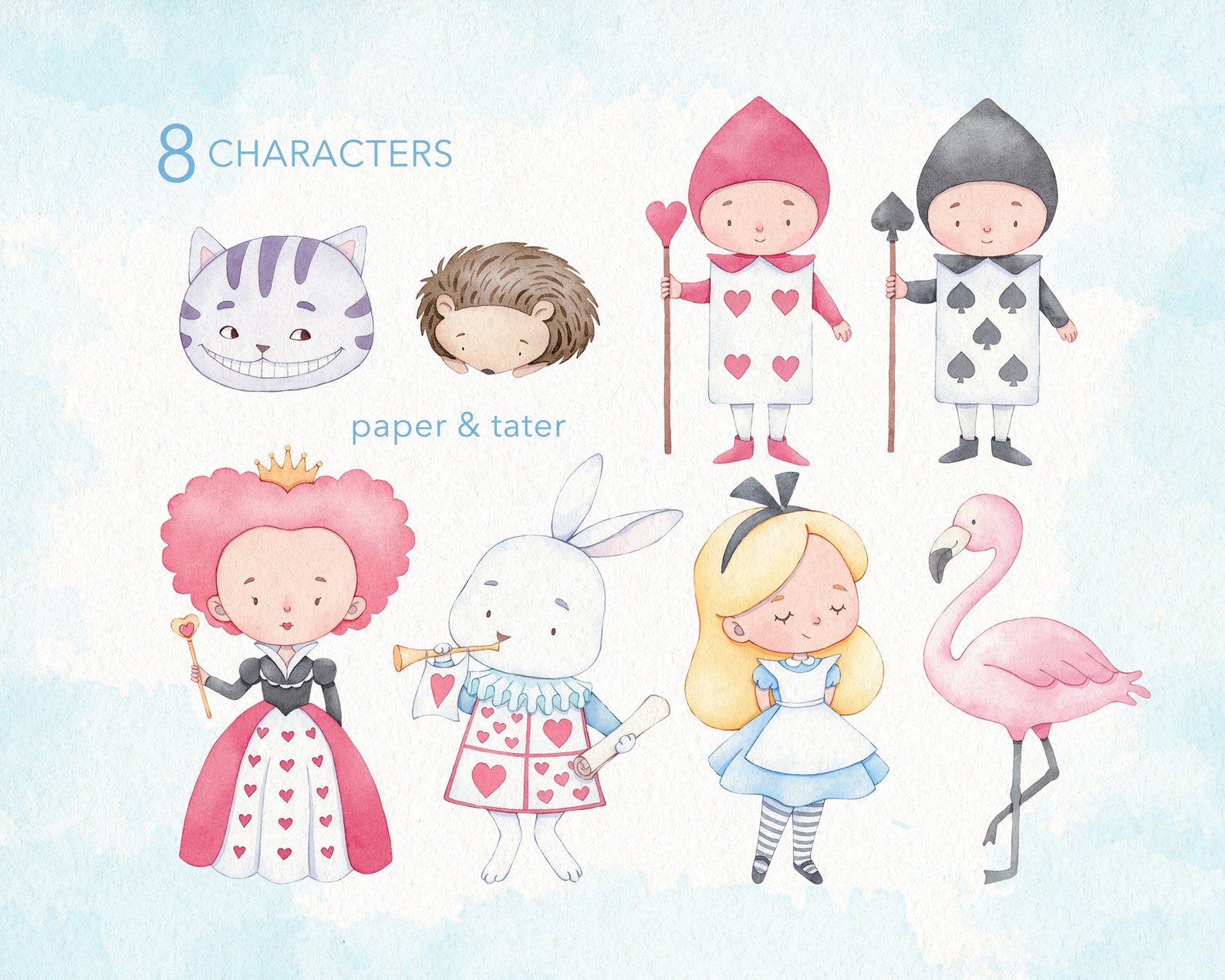 Alice in Wonderland Watercolor Clipart Queens Croquet Ground - Etsy