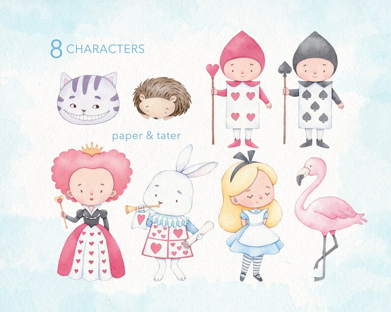 Alice in Wonderland Watercolor Clipart Queens Croquet Ground - Etsy