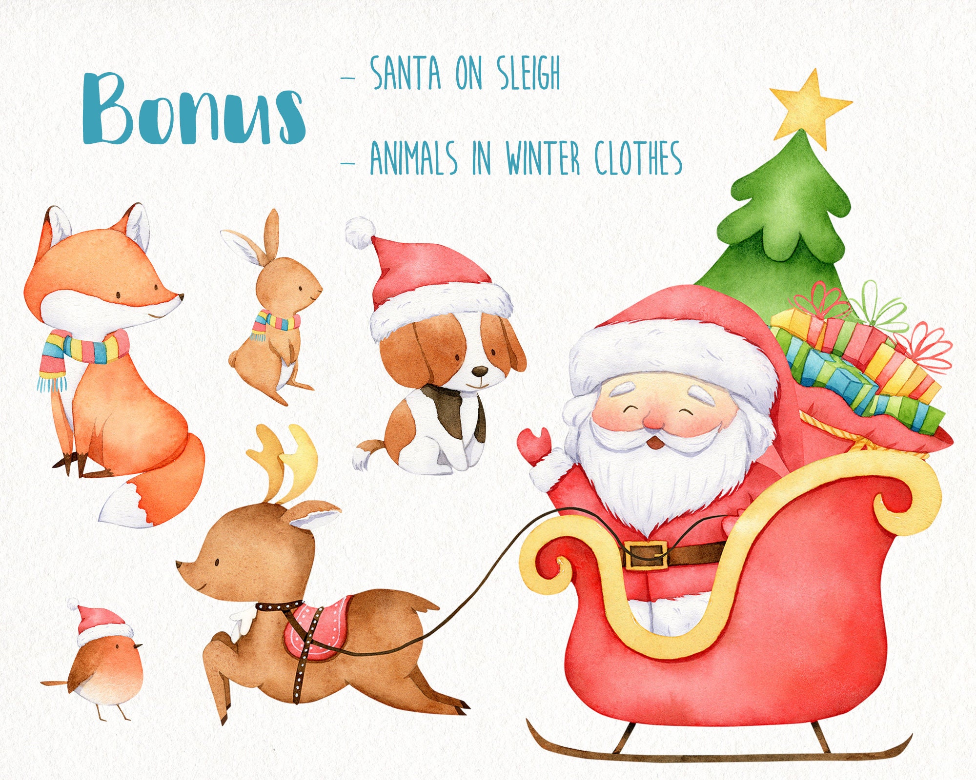 Watercolor Christmas Santa Clipart Santa Claus Clip Art Winter ...