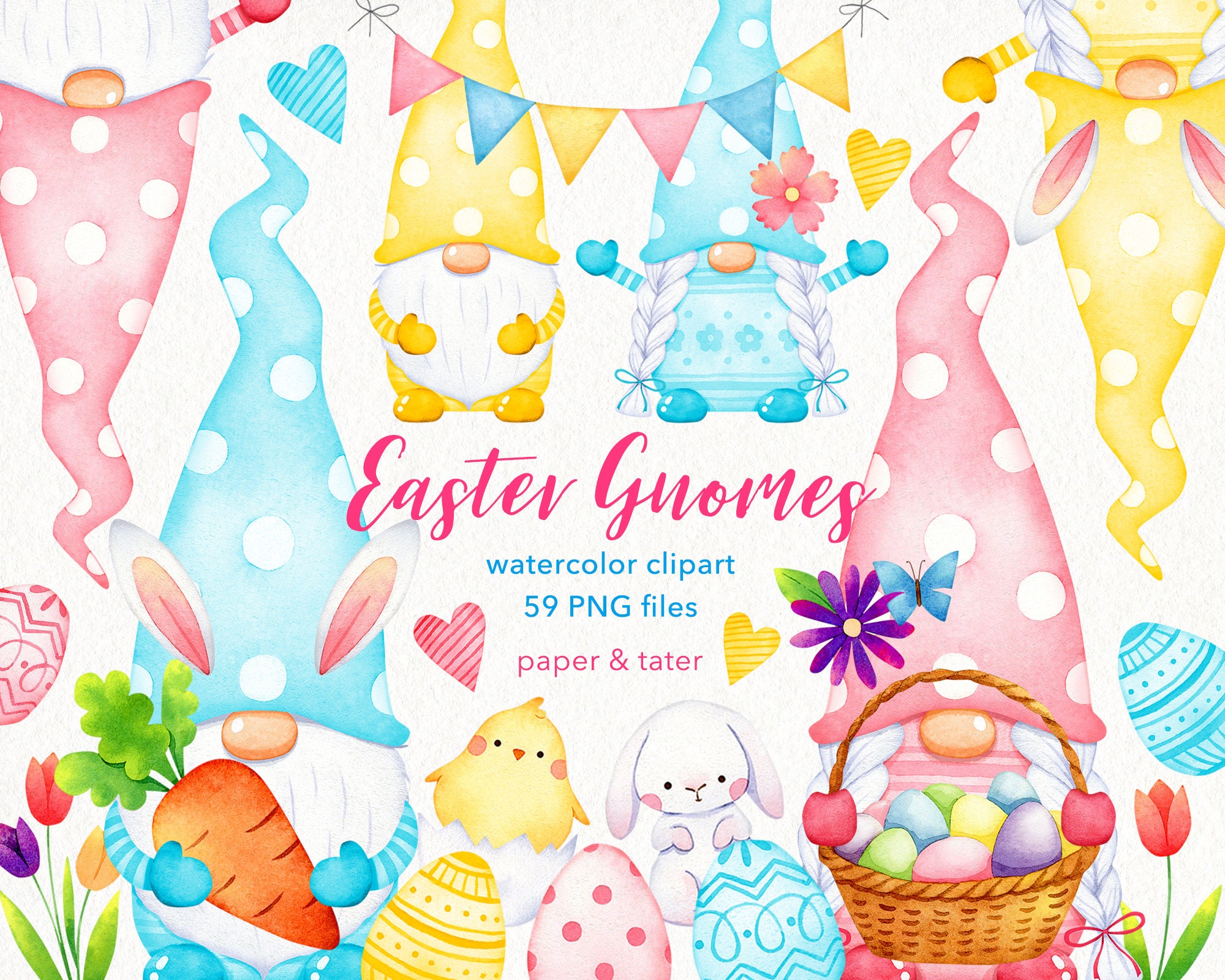 Art & Collectibles Easter gnome Easter clipart Easter digital paper gnome clipart Easter ...