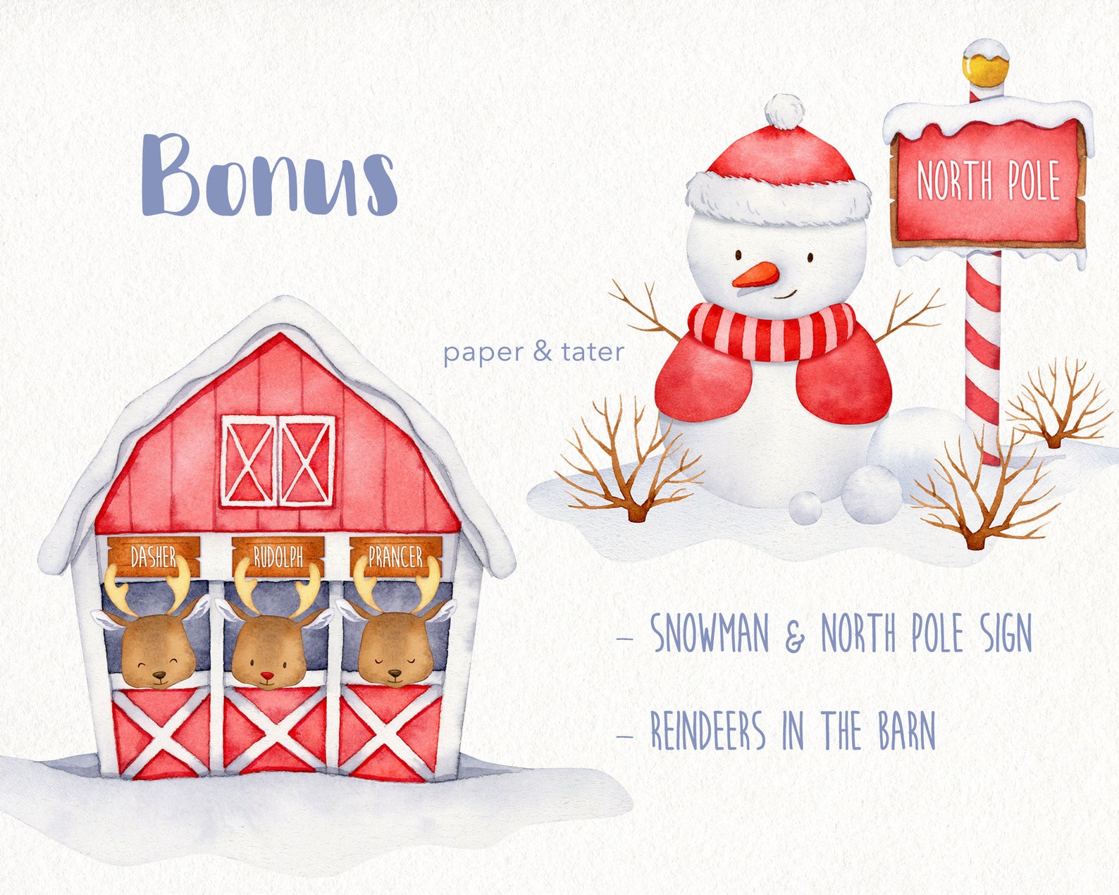 Watercolor Christmas Santa's House Clipart Graphics Santa - Etsy