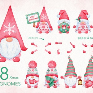 Watercolor Christmas Gnomes Clipart, Nordic Gnomes, Cute Xmas Gnome ...