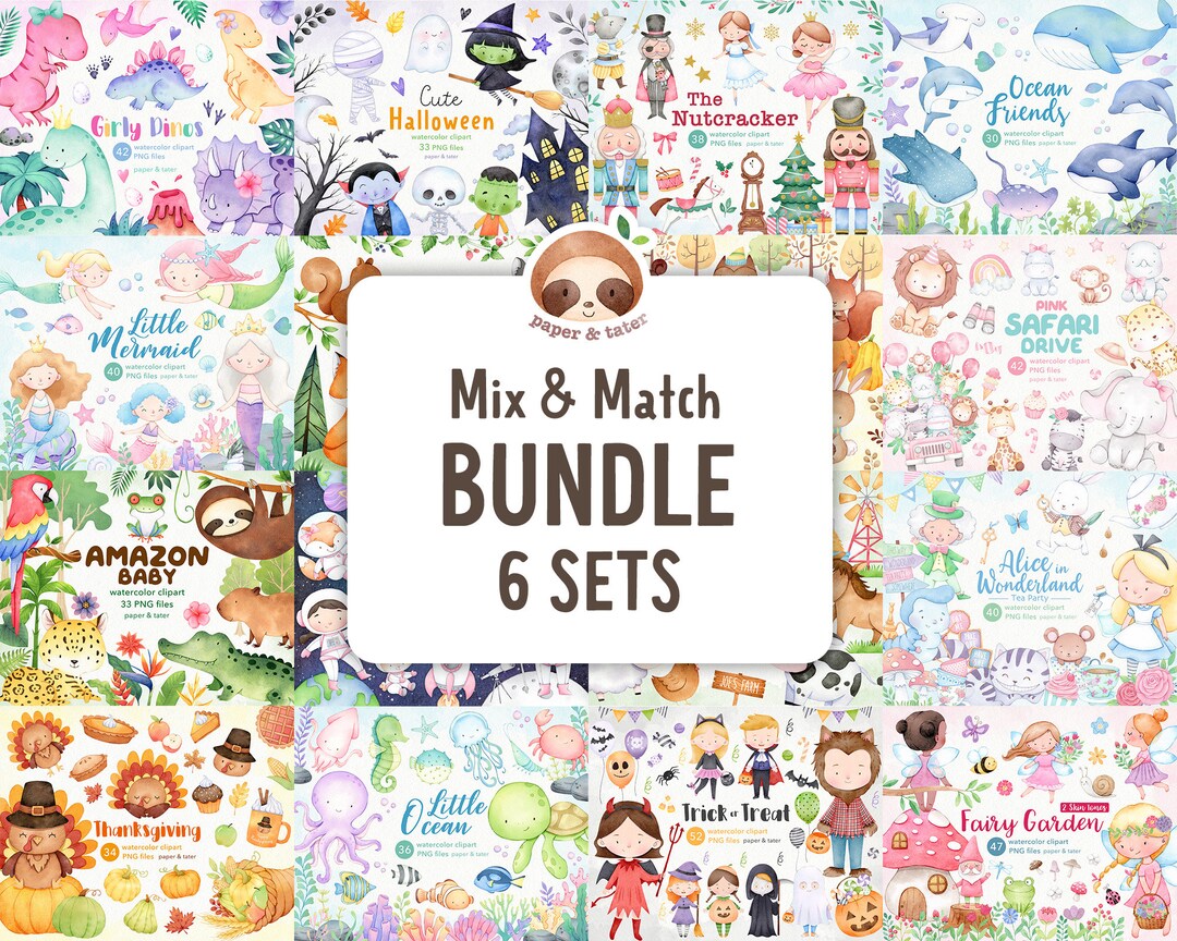 Custom Mix and Match Clipart Bundle Choose Your Favorite 6 Clipart Sets ...
